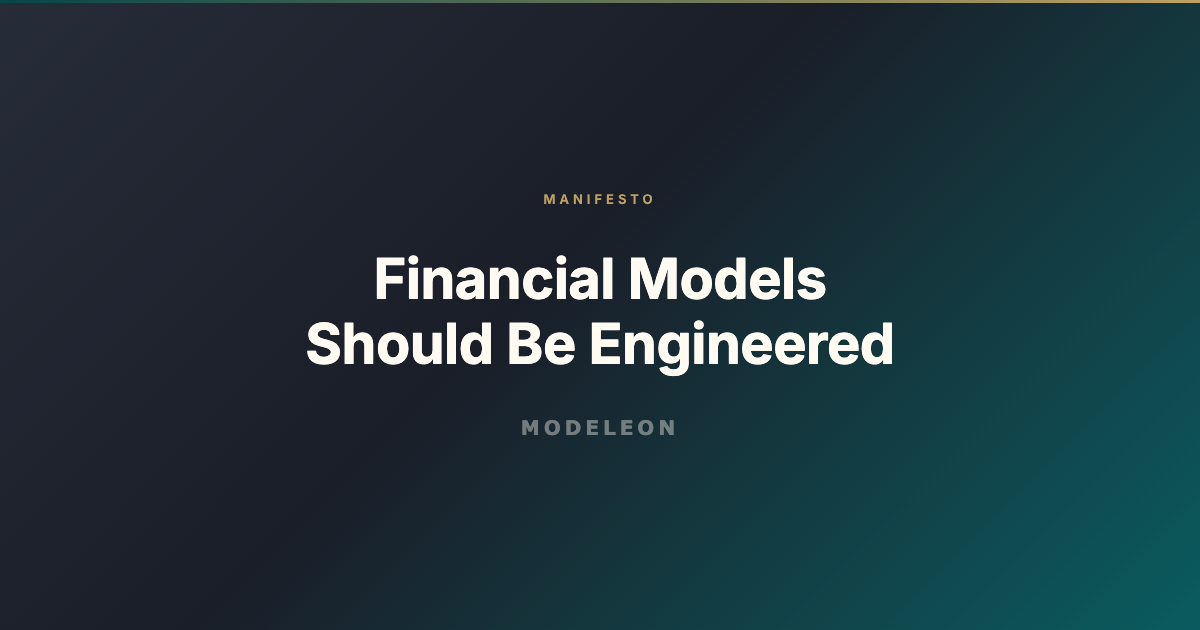 Financial Models Should Be Engineered - Modeleon